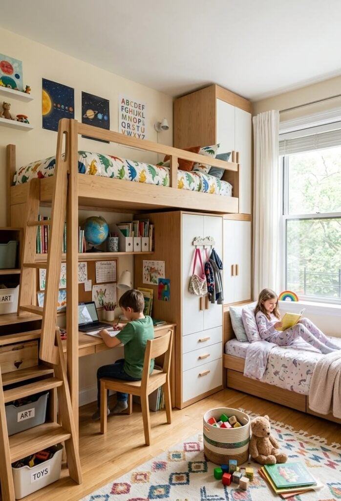 29 Stylish Bunk Bed Ideas for kids rooms that save space beautifully ...
